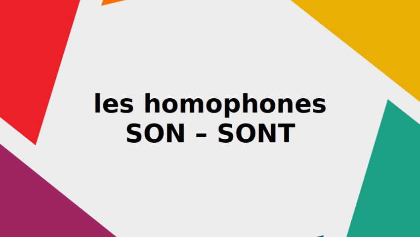 Homophones : SON - SONT - Cycle-2 Éducatif